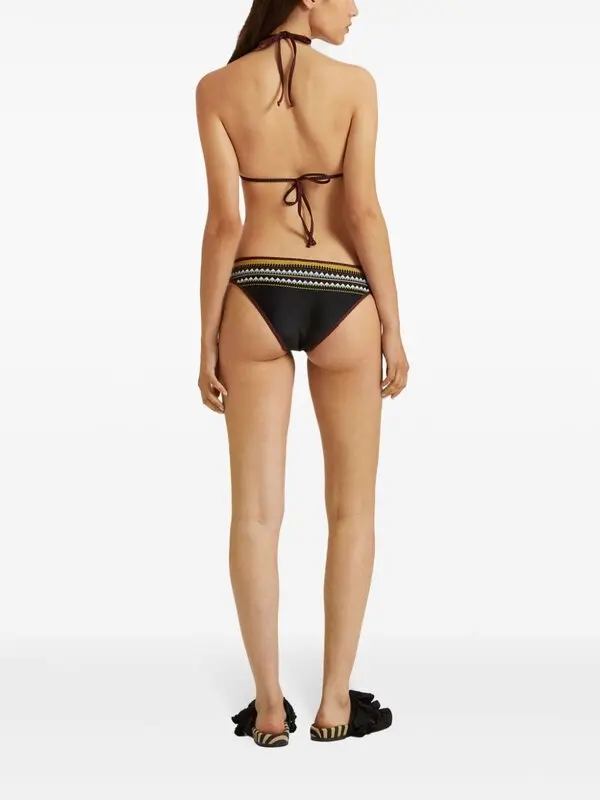 La DoubleJ Geometric Print Triangle Bikini Top - Black