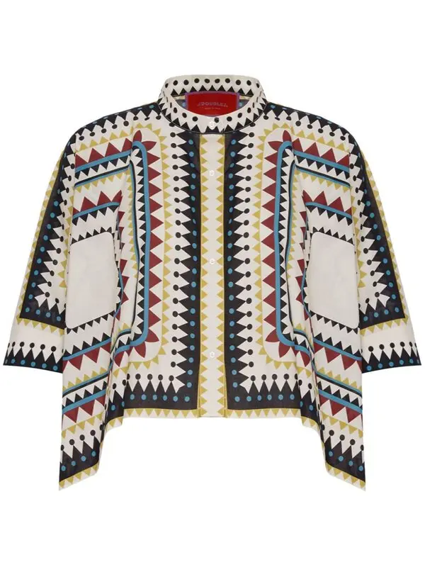 La DoubleJ Geometric Print Cotton Shirt