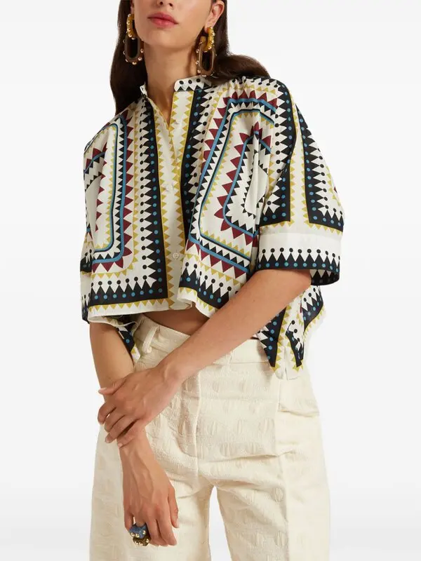 La DoubleJ Geometric Print Cotton Shirt