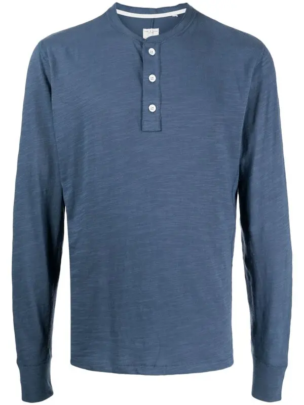 Rag & Bone Cotton Henley T-shirt - Blue