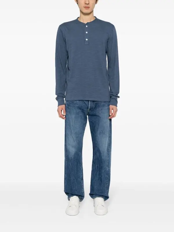 Rag & Bone Cotton Henley T-shirt - Blue