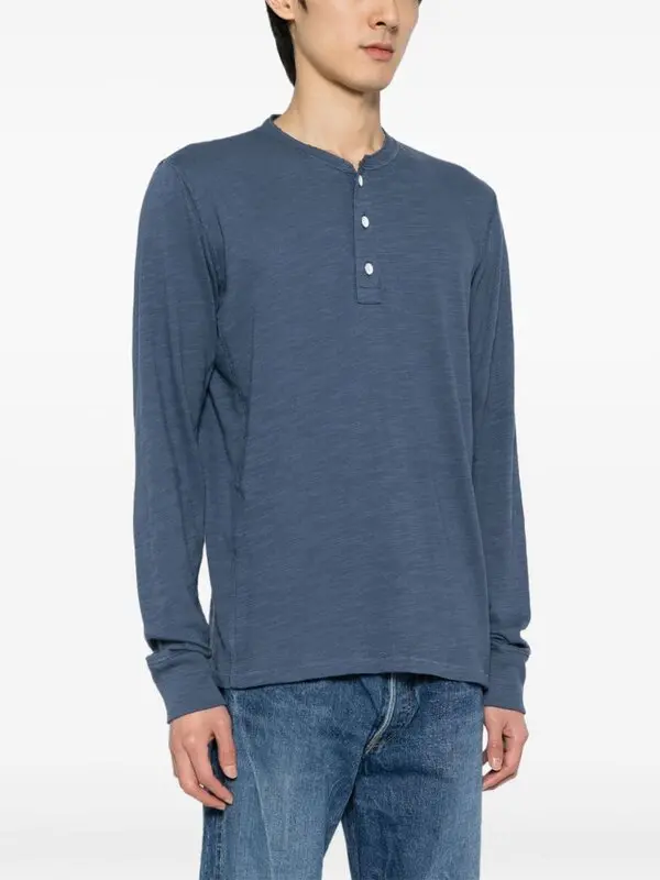 Rag & Bone Cotton Henley T-shirt - Blue