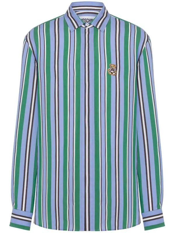 Moschino Teddy Bear-appliqué Striped Shirt