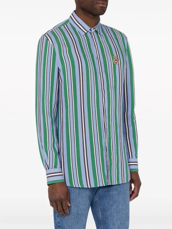 Moschino Teddy Bear-appliqué Striped Shirt