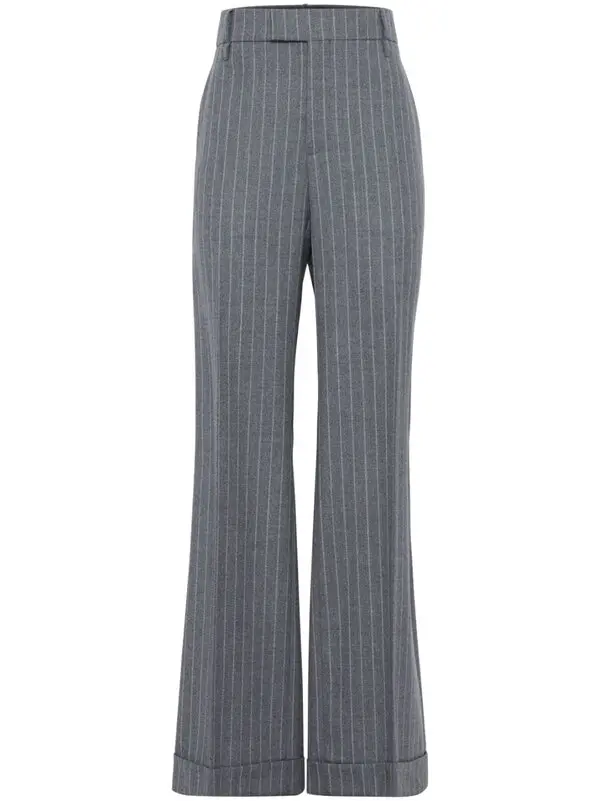 Brunello Cucinelli Pinstriped Wool Trousers - Green