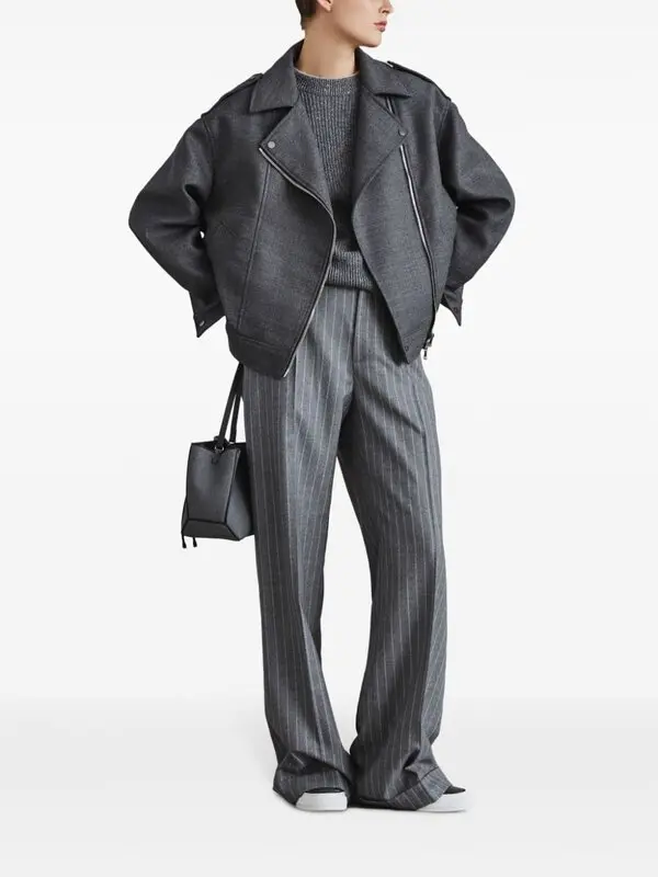 Brunello Cucinelli Pinstriped Wool Trousers - Green