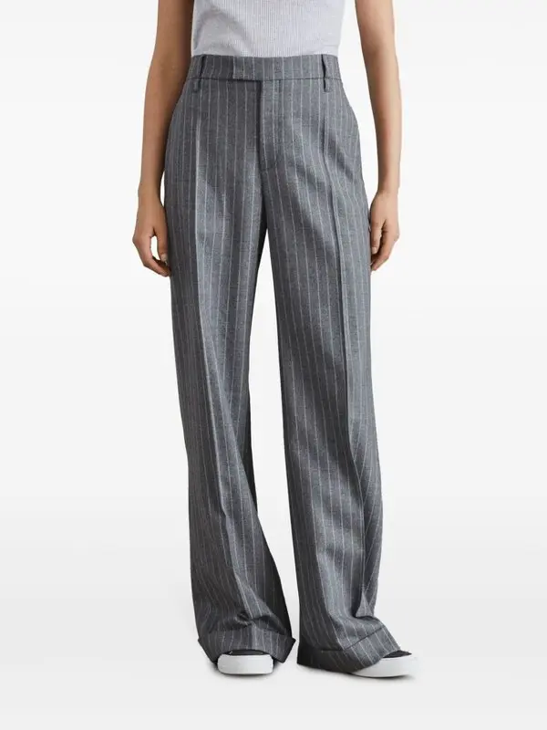Brunello Cucinelli Pinstriped Wool Trousers - Green