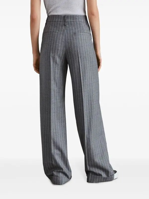 Brunello Cucinelli Pinstriped Wool Trousers - Green