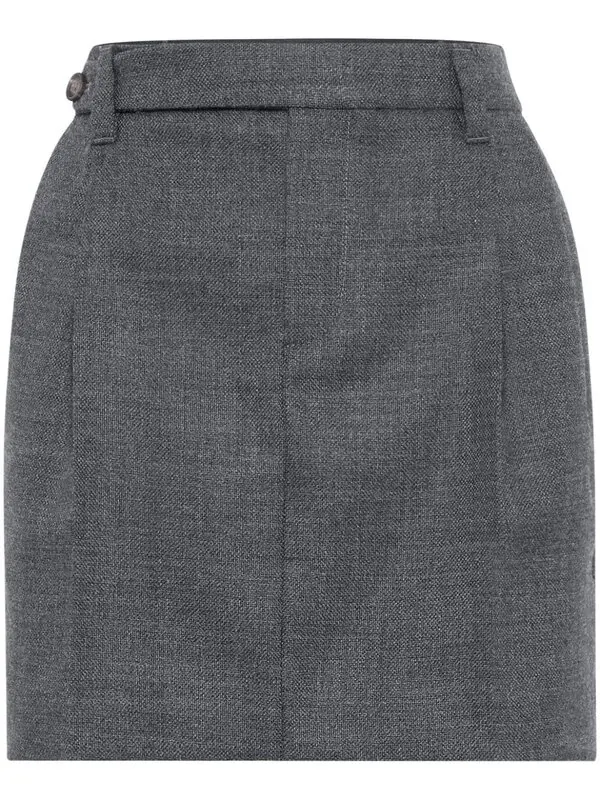Brunello Cucinelli Tailored Virgin Wool Miniskirt - Grey
