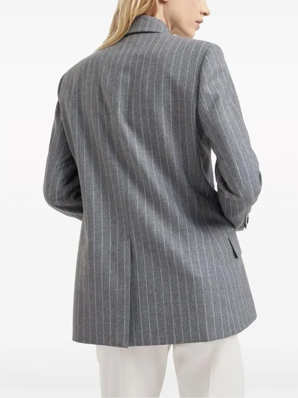 Brunello Cucinelli Pinstripe Double-breasted Blazer - Grey