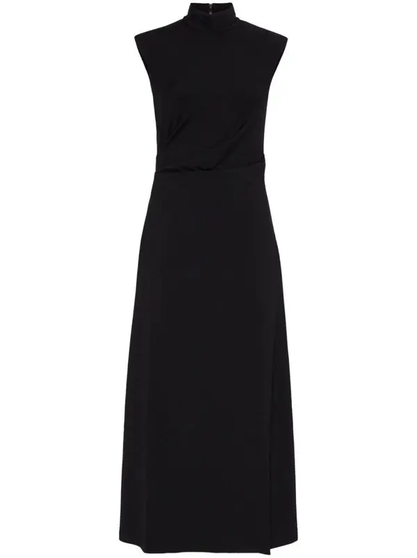 Brunello Cucinelli High-neck Draped Midi Dress