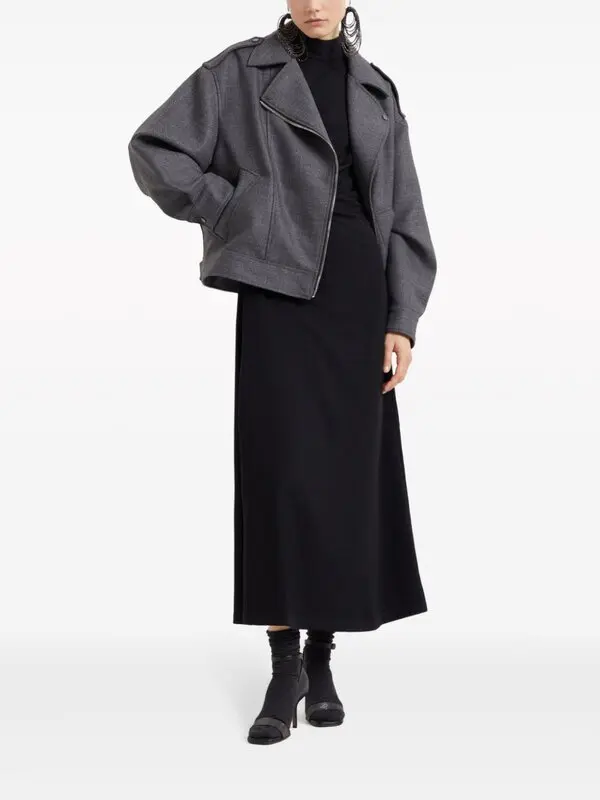 Brunello Cucinelli High-neck Draped Midi Dress