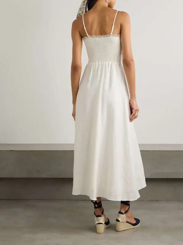 Loveshackfancy Linella Lace-Trimmed Linen Midi Dress In White - 40% Off |  Editorialist