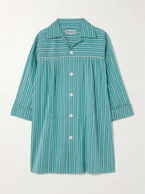 BODE Shore Stripe Quincy Mini Shirt Dress