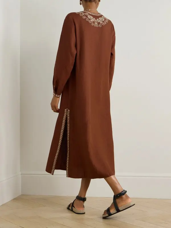 Loro Piana Embroidered Linen Kaftan