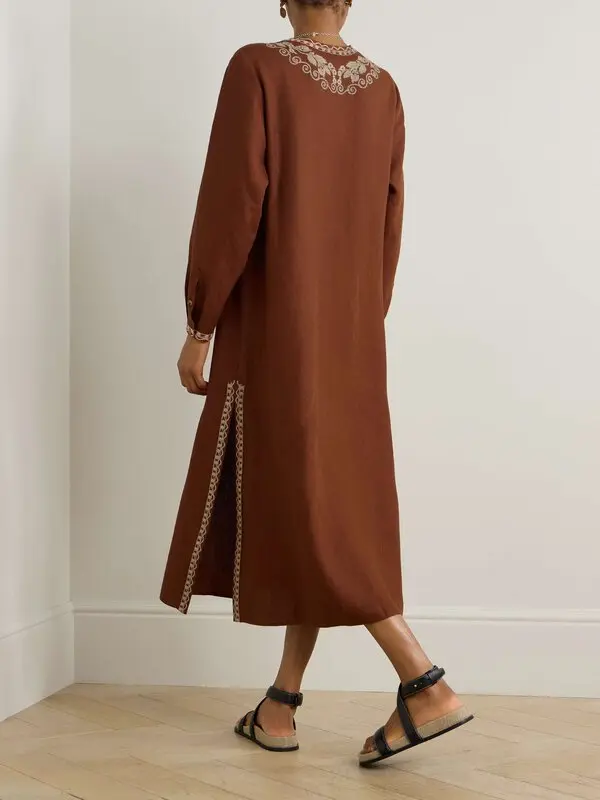 Loro Piana Embroidered Linen Kaftan