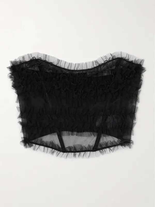 Alessandra Rich Ruched Tulle Bustier Top