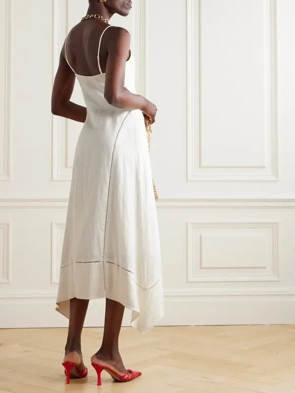 Simkhai Val Cut-Out Embroidered Linen Midi Dress In White - 50% Off |  Editorialist