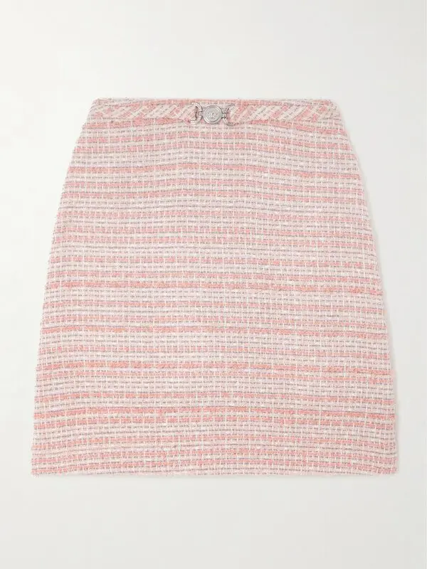 Versace Embellished Cotton-blend Tweed Mini Skirt - Pink