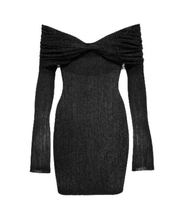 AYA MUSE Off-shoulder Ribbed-knit Minidress