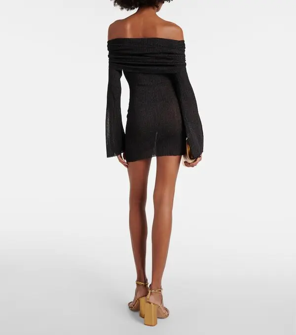 AYA MUSE Off-shoulder Ribbed-knit Minidress