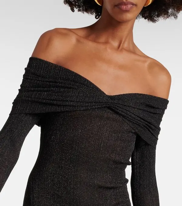 AYA MUSE Off-shoulder Ribbed-knit Minidress