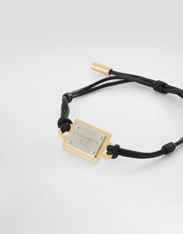 Dolce & Gabbana Cord Bracelet With Logo Tag - Multicolor