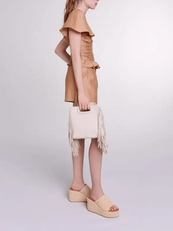 Maje Linen Top With Ruffled Hem
