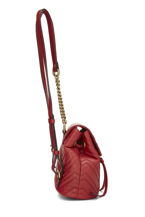 Gucci Leather Gg Marmont Backpack - Red