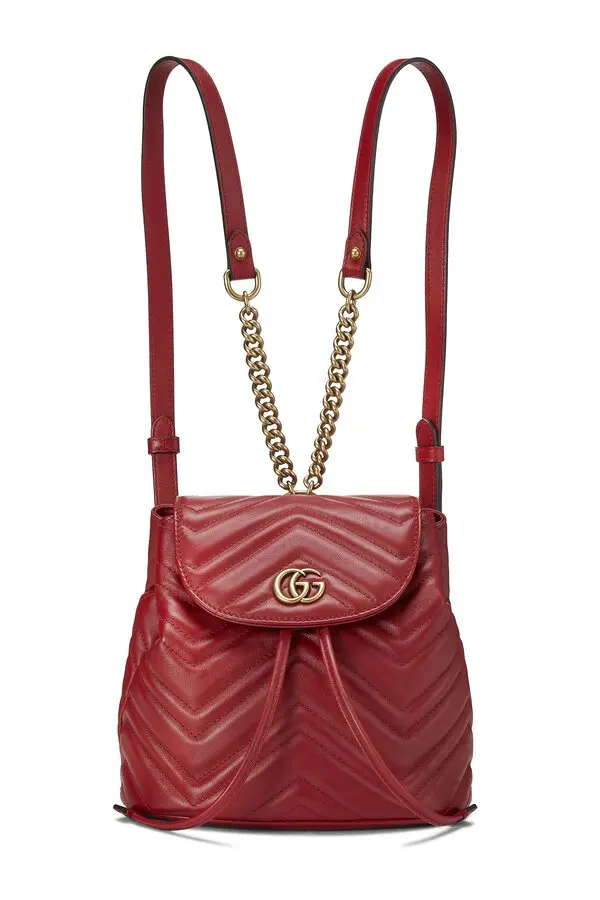 Gucci Leather Gg Marmont Backpack - Red