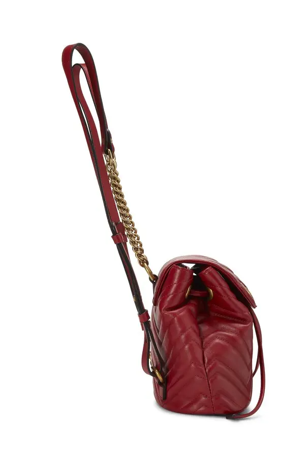 Gucci Leather Gg Marmont Backpack - Red