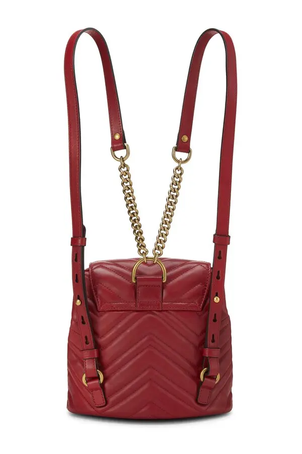 Gucci Leather Gg Marmont Backpack - Red