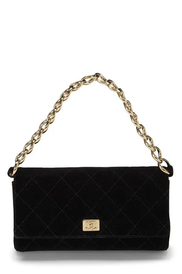 Chanel Velvet Chain Handbag - Black