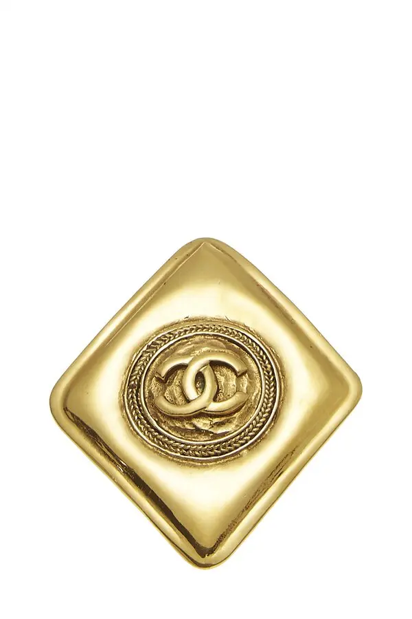 Chanel Cc Diamond Brooch - Gold