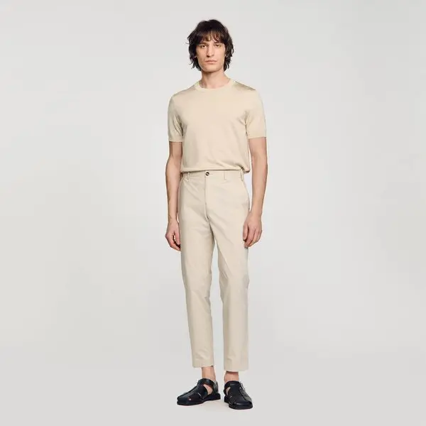 Sandro Cotton Carrot-cut Trousers - Light Grey