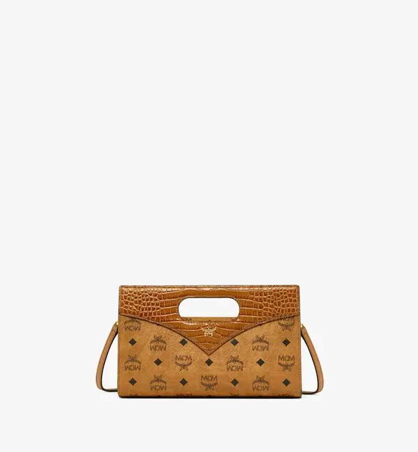 Mcm Visetos And Croco-leather Diamond Bag
