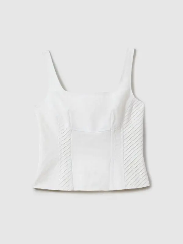 REISS Mirabelle Linen Corset Vest