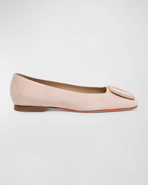 Santoni Maya Suede Ballerina Flats