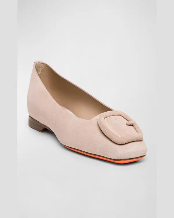 Santoni Maya Suede Ballerina Flats