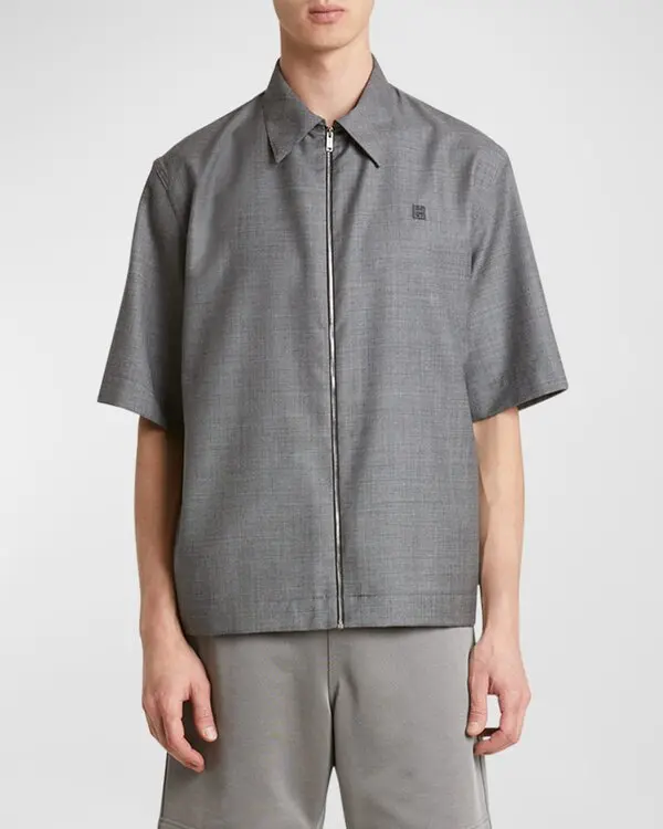 Givenchy 4g Zip-Front Wool Shirt - Black/White | Editorialist