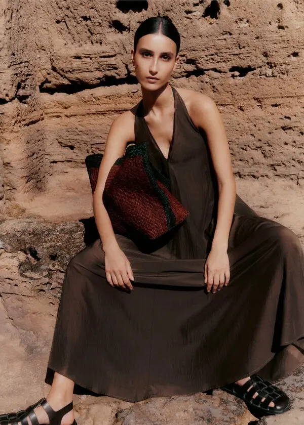 sheer halterneck maxi slip dress Women's Black Sheer Halterneck Maxi Slip Dress