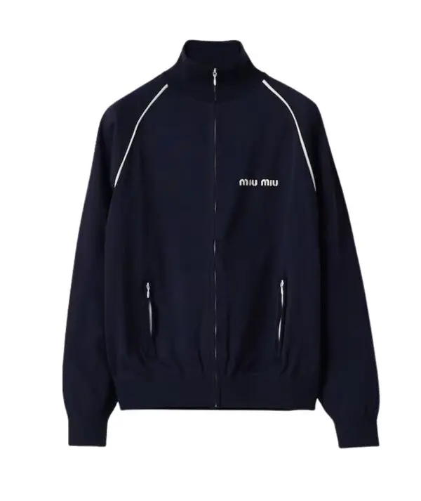 Miu Miu Technical Yarn Zip-up Sweatshirt
