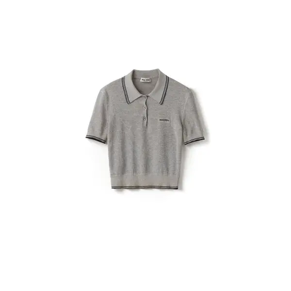Miu Miu Cotton Jersey Polo Shirt - Marble/blue