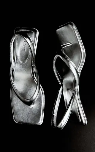 ST. AGNI Leather Slingback Thong Sandals