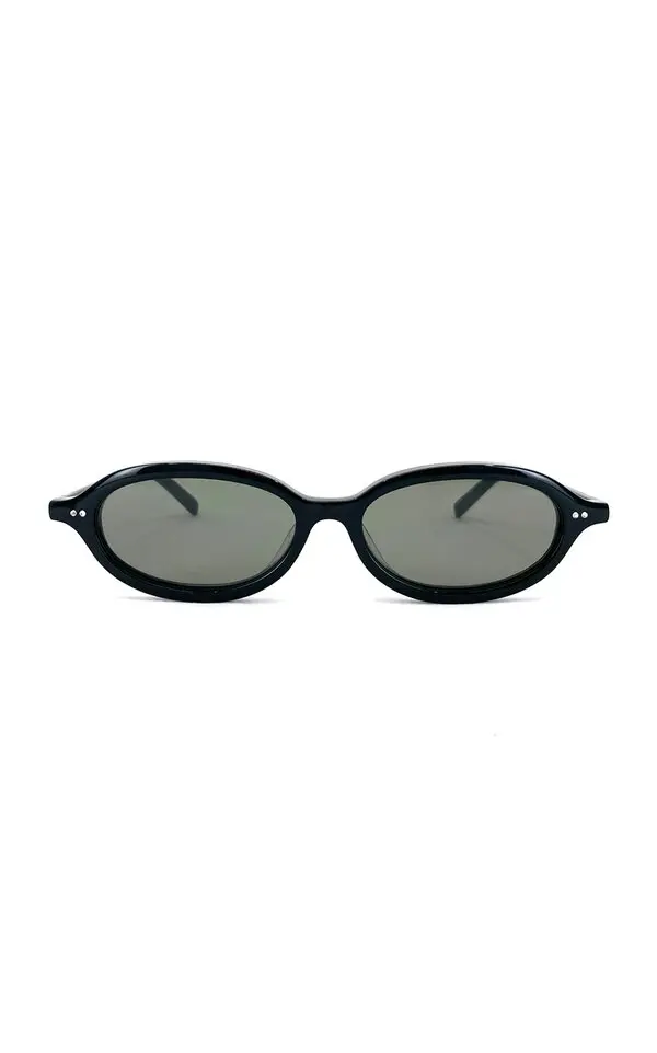ST. AGNI 90's Slim Oval-frame Sunglasses - Black