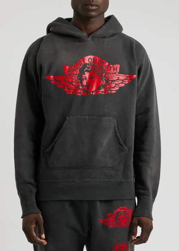 Saint Mxxxxxx Angel Of Death Printed Hoodie In Black - 40% Off