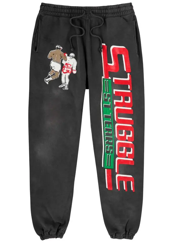 SAINT MXXXXXX Denim Tears Struggle Printed Cotton Sweatpants