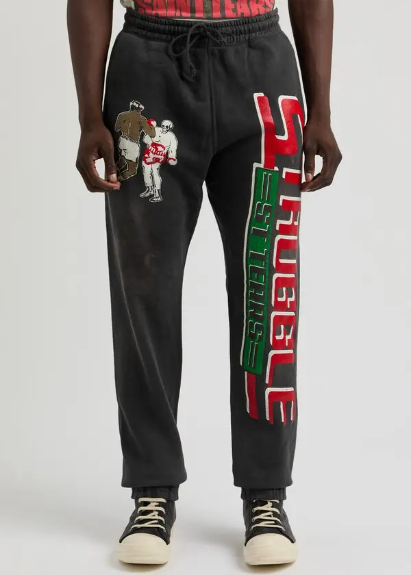 SAINT MXXXXXX Denim Tears Struggle Printed Cotton Sweatpants