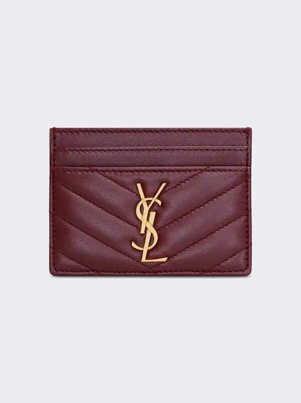 Saint Laurent Cassandre Matelasse Card Case Hot Wine - Red