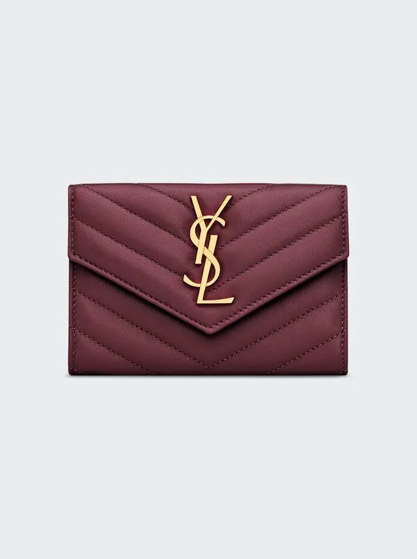 Saint Laurent Cassandre Wallet Hot Wine - Red